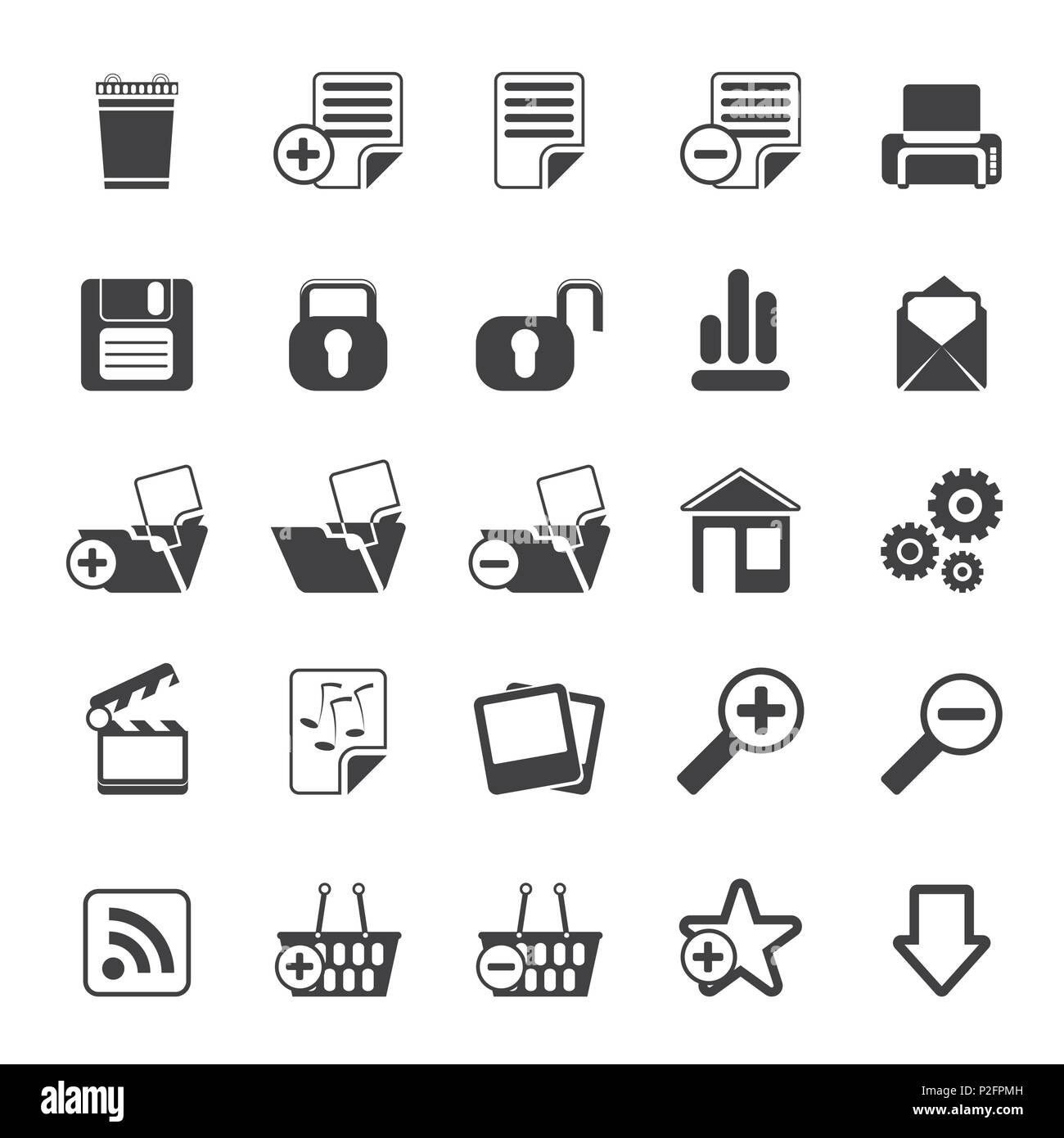 Silhouette 25 Simple Realistic Detailed Internet Icons - Vector Icon ...