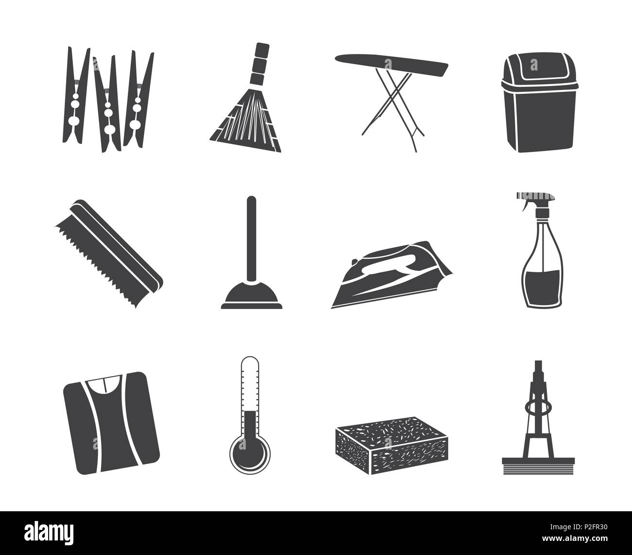 Silhouette Home objects and tools icons - vector icon set Stock Vector ...