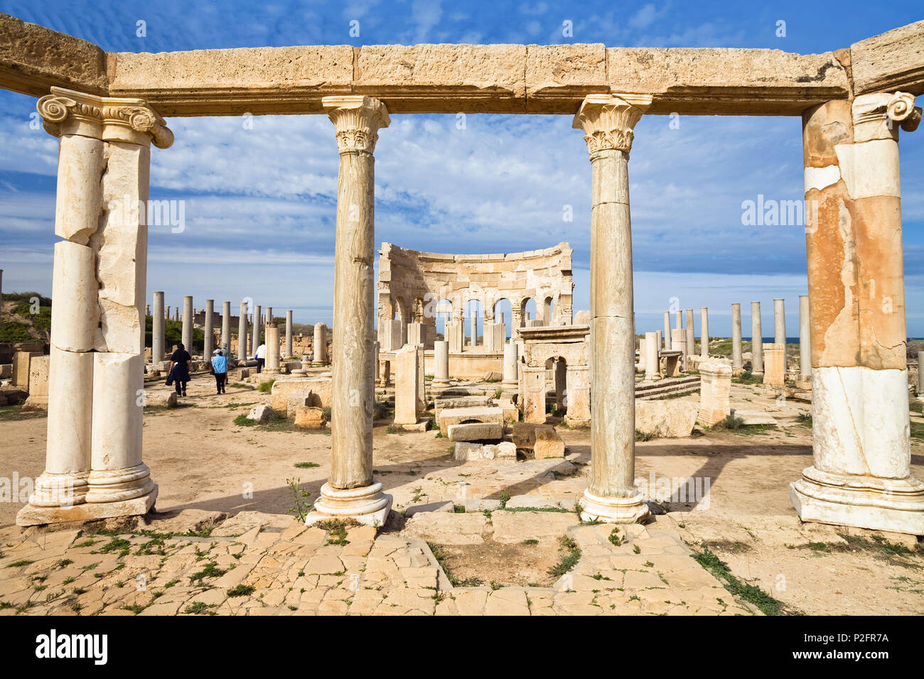 The Market, Archaeological Site of Leptis Magna, Libya, Africa Stock ...