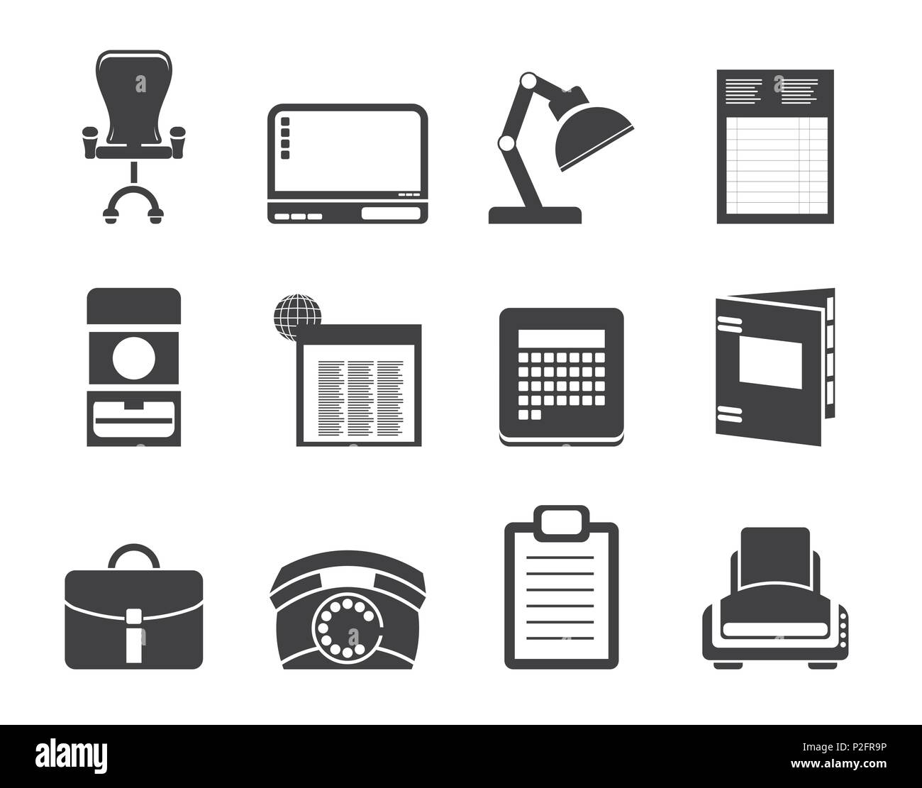 Silhouette Simple Business, office and firm icons - vector icon set ...