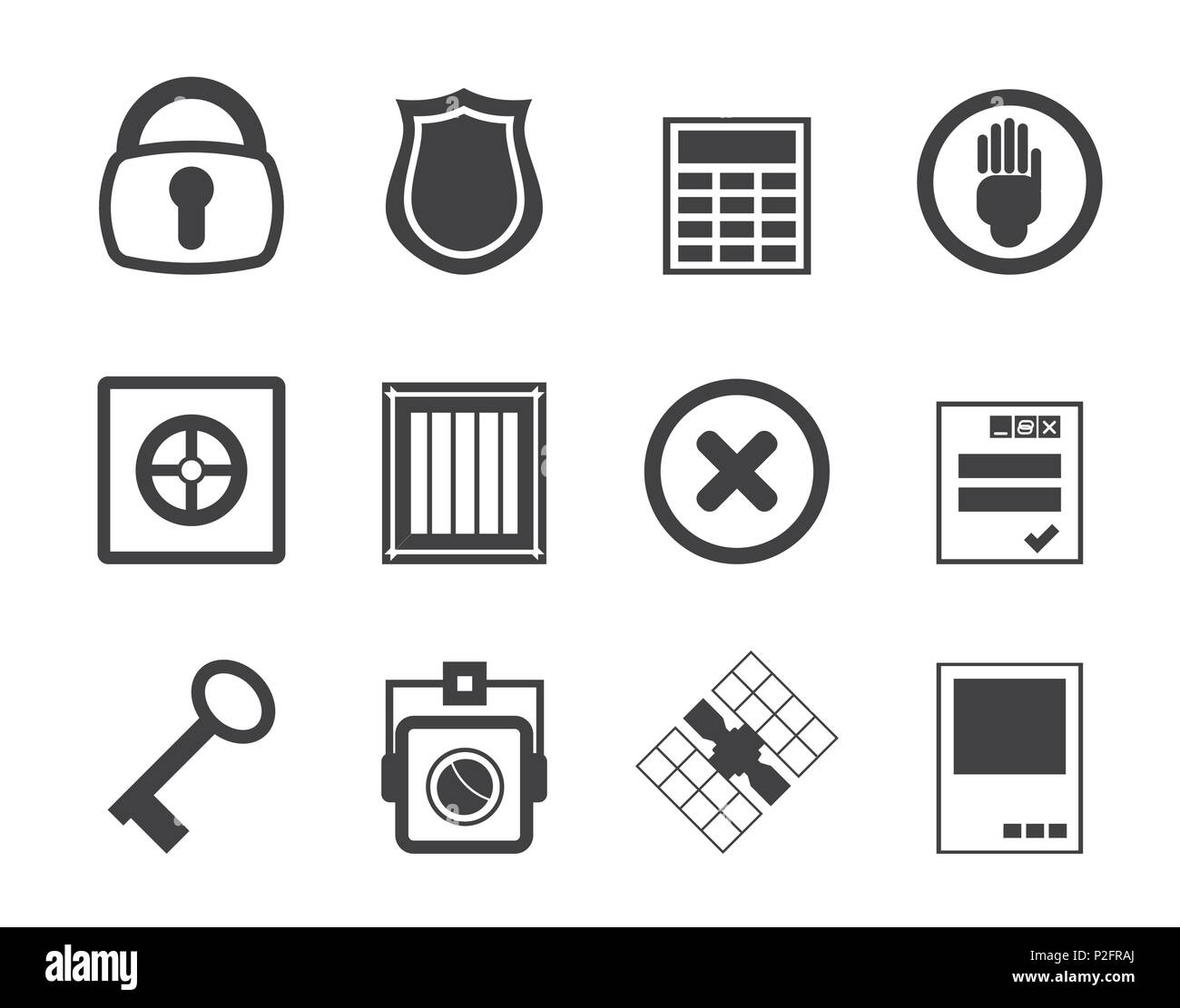 Silhouette Simple Security and Business icons - vector icon set Stock ...