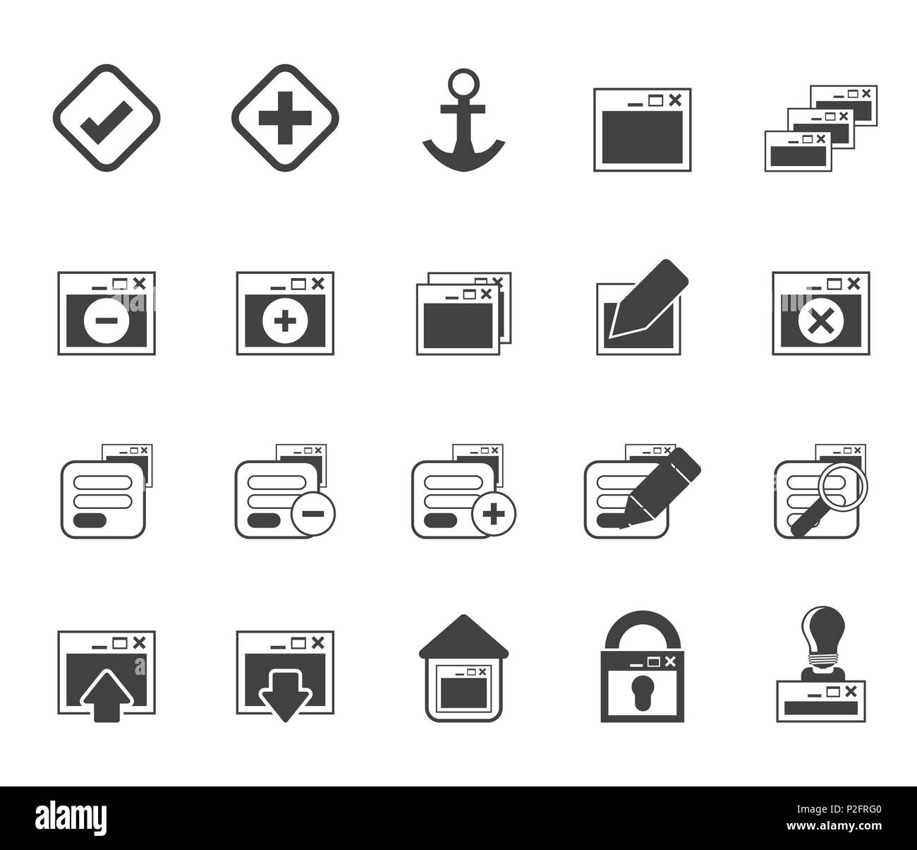 Silhouette Application Programming Server And Computer Icons Vector Icon Set 1 Stock Vector