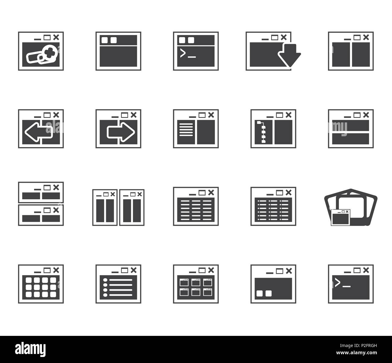 Silhouette Application Programming Server And Computer Icons Vector Icon Set 2 Stock Vector