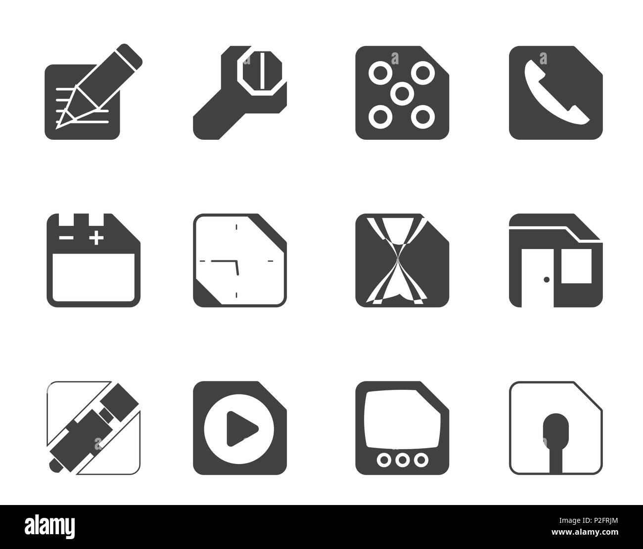 Silhouette Mobile Phone, Computer and Internet Icons - Vector Icon Set ...