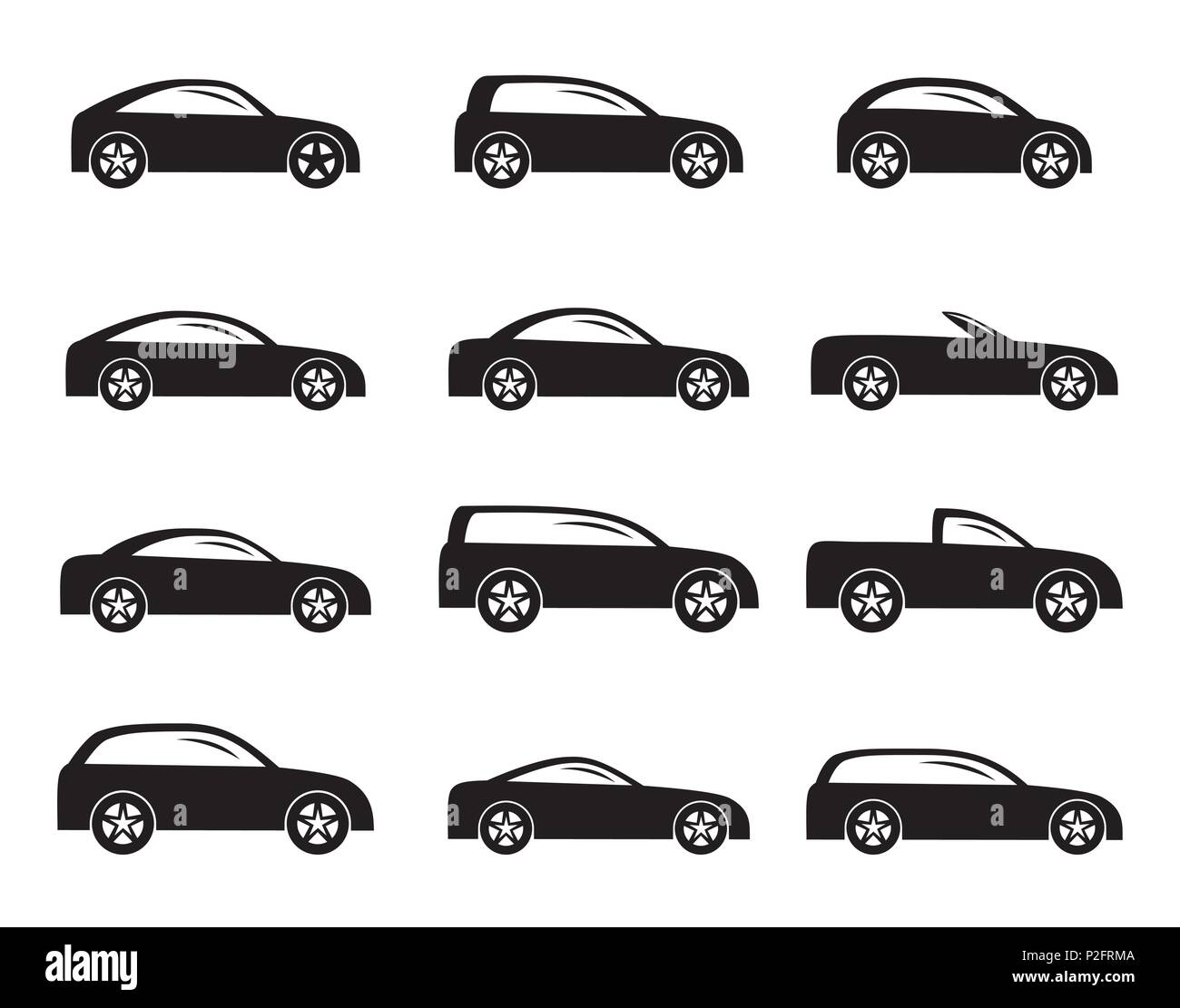 Silhouette different types of cars icons - Vector icon set Stock Vector ...