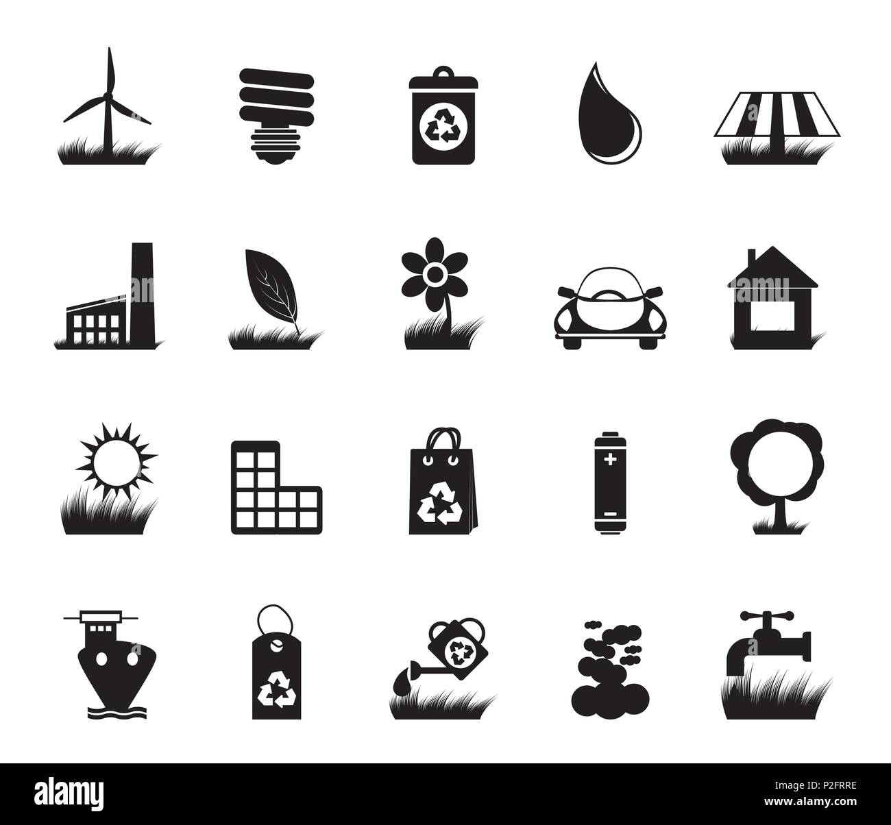 Silhouette Ecology and nature icons - vector icon set Stock Vector ...
