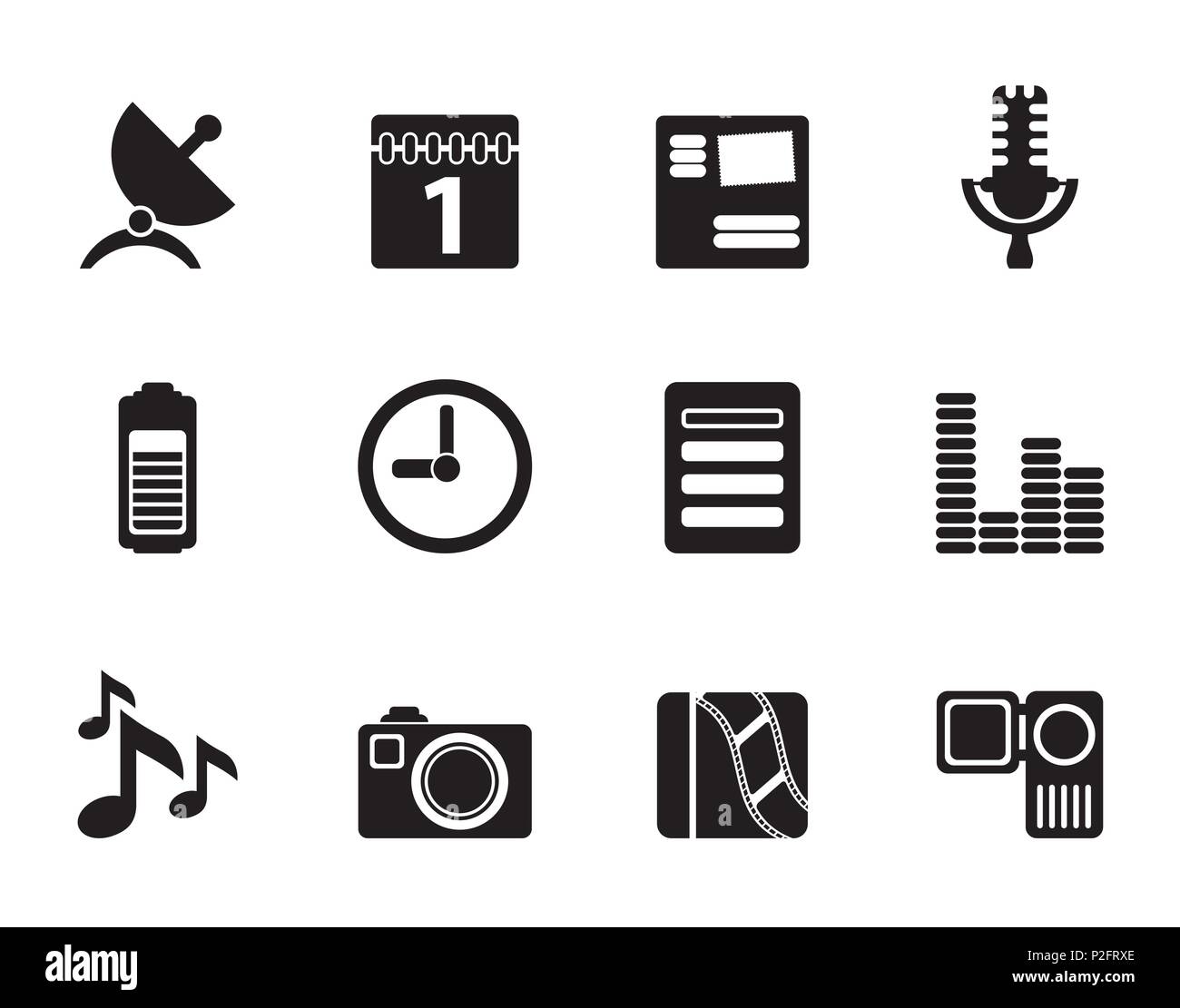 Silhouette Mobile phone performance icons - vector icon set Stock ...