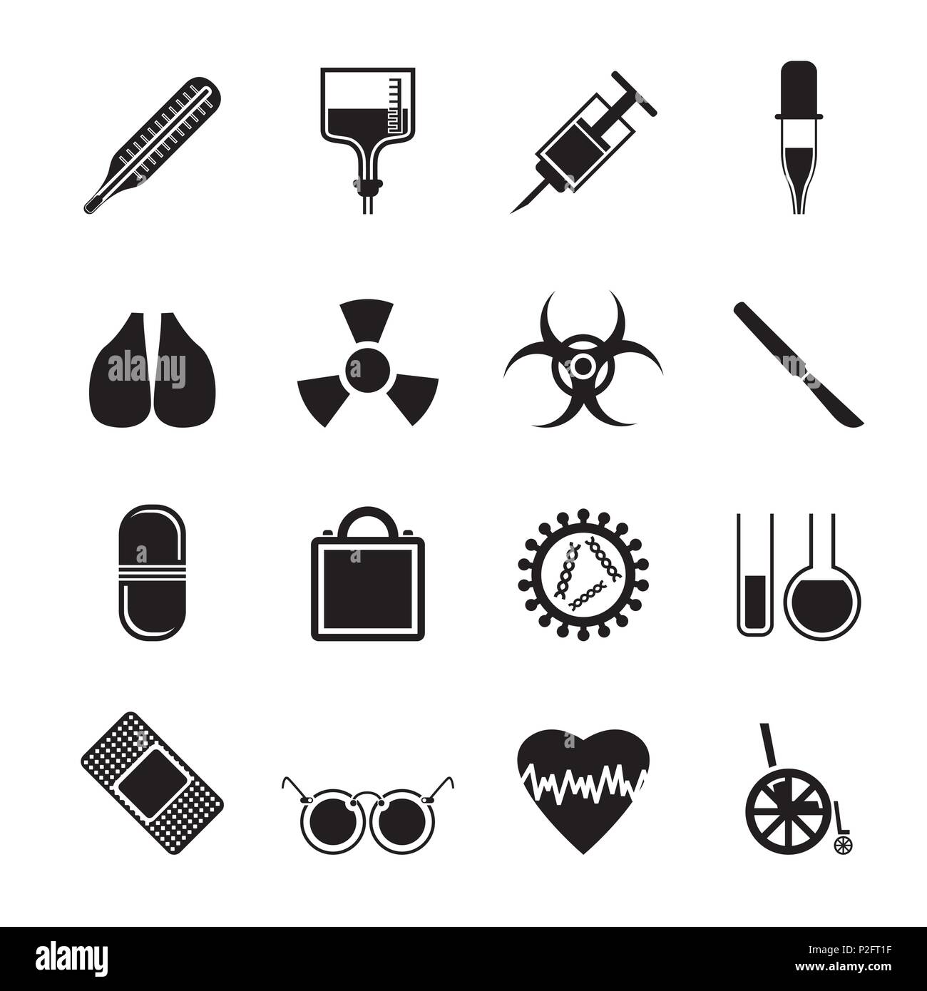 Silhouette collection of medical themed icons and warning-signs vector ...
