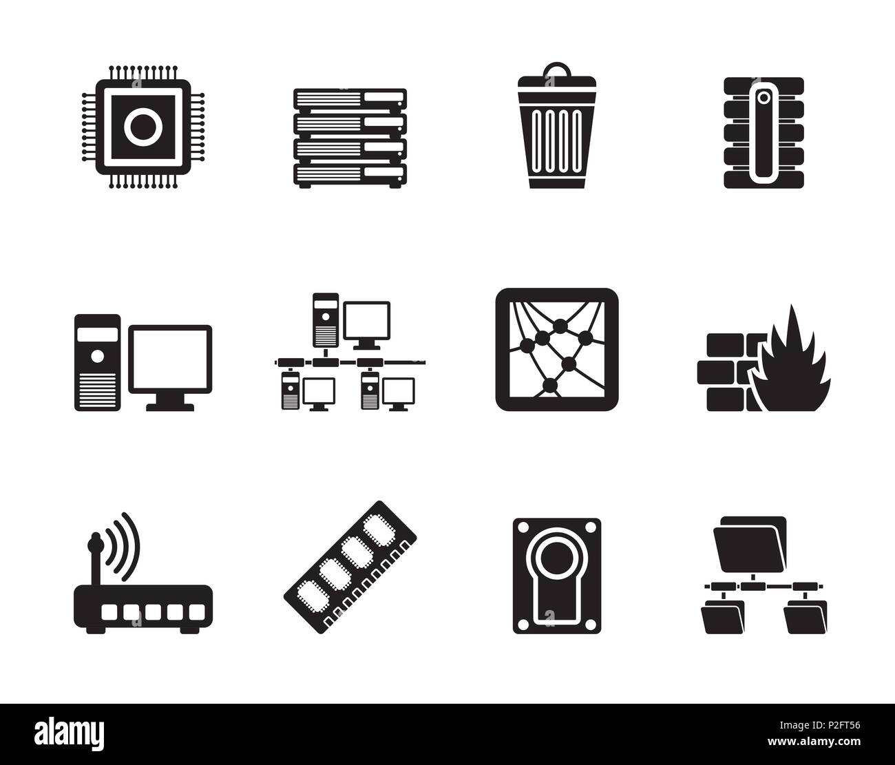 Silhouette Computer and website icons - vector icon set Stock Vector ...
