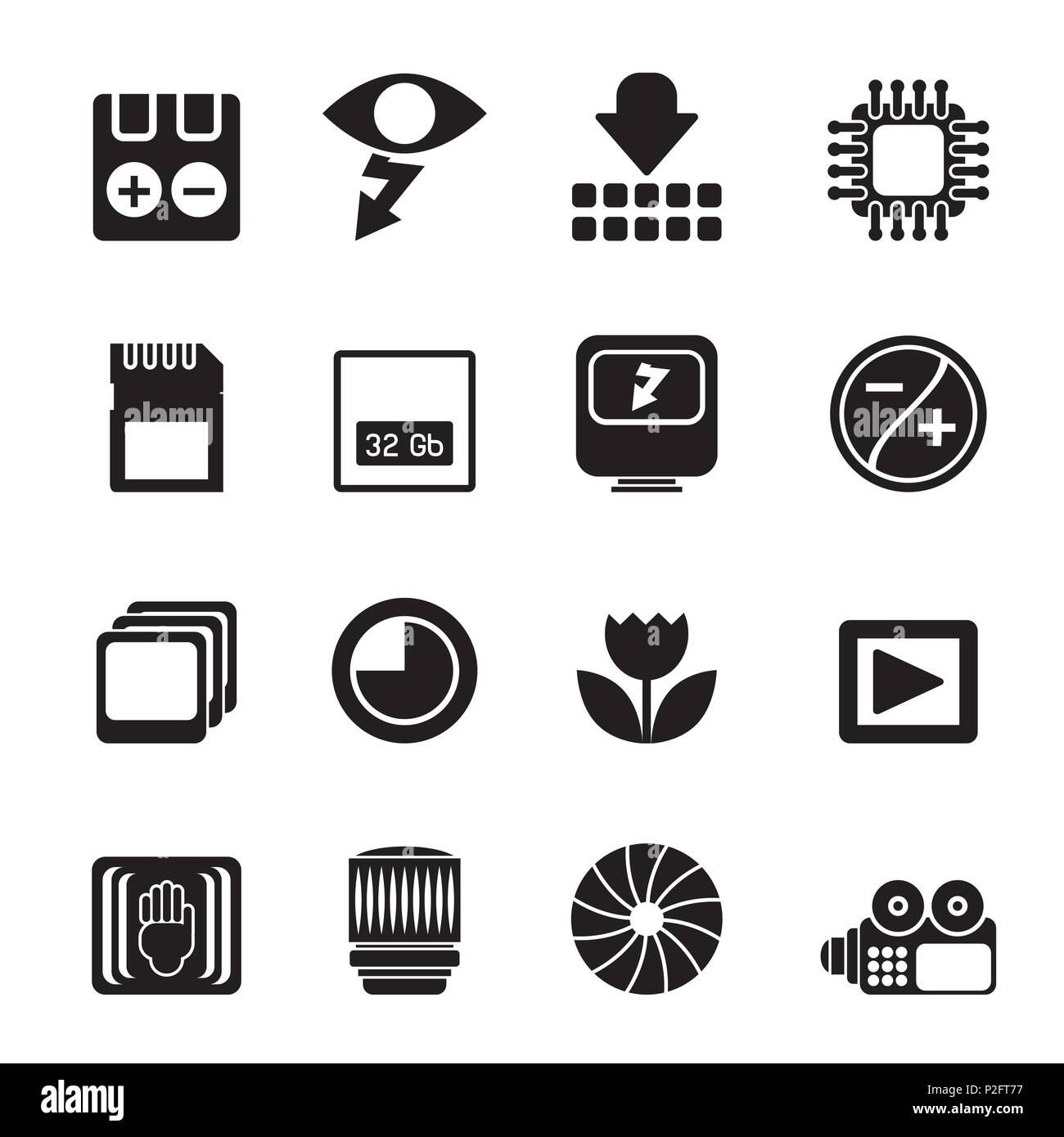 Silhouette Digital Camera Performance - Vector Icon Set Stock Vector ...