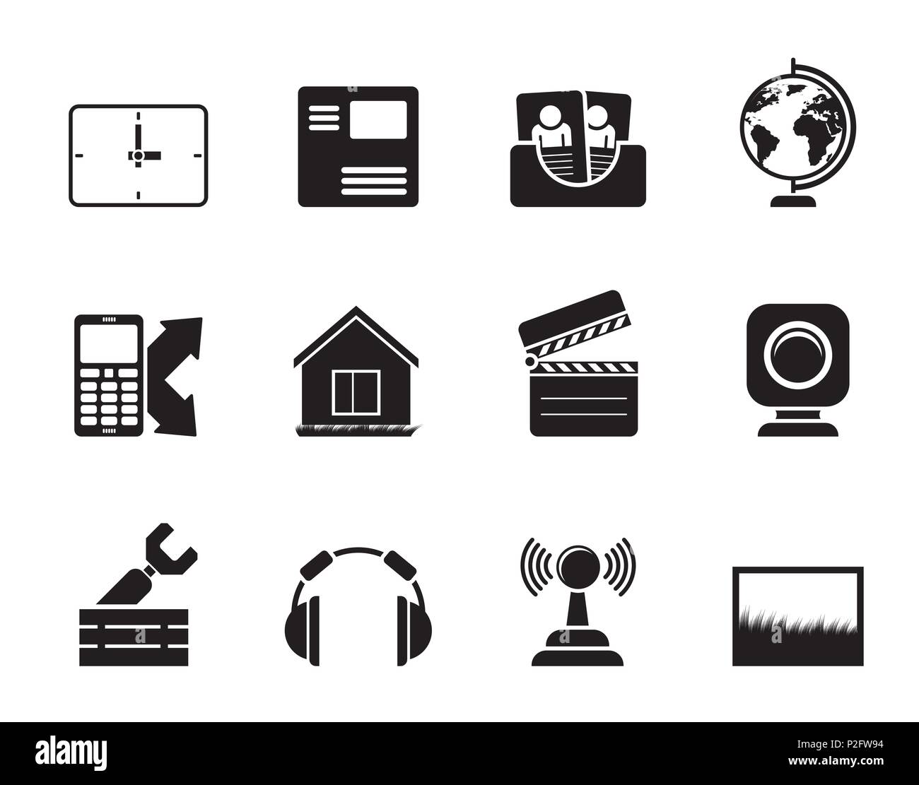 Silhouette Mobile phone and computer icons - vector icon set Stock ...