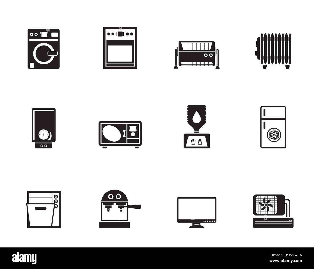 Silhouette Home electronics and equipment icons - vector icon set Stock Vector Image & Art - Alamy
