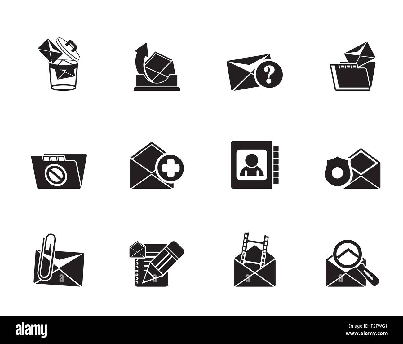 Silhouette E-mail and Message Icons - vector icon set Stock Vector ...