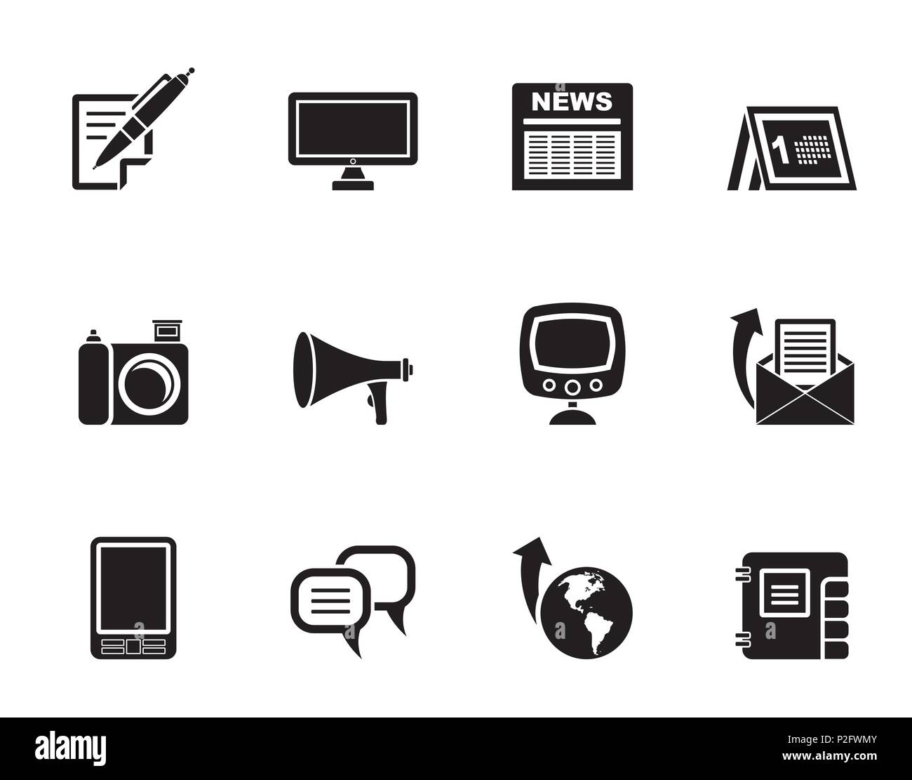 Silhouette Communication channels and Social Media icons - vector icon ...