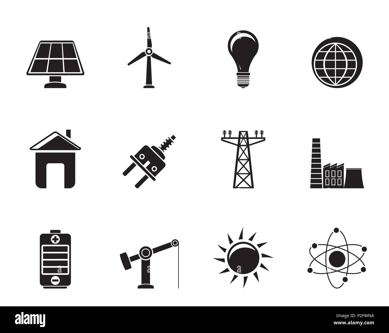Silhouette power, energy and electricity icons - vector icon set Stock ... Silhouette power, energy and electricity icons - vector icon set Stock ...