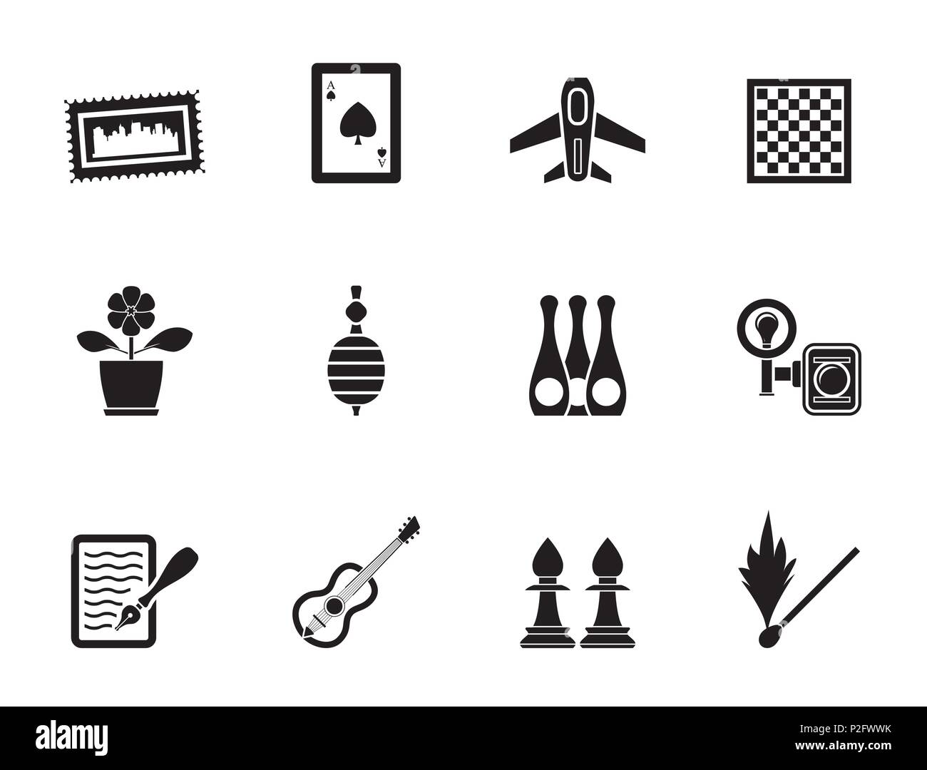 Silhouette Hobby, Leisure and Holiday objects - Vector Illustration ...