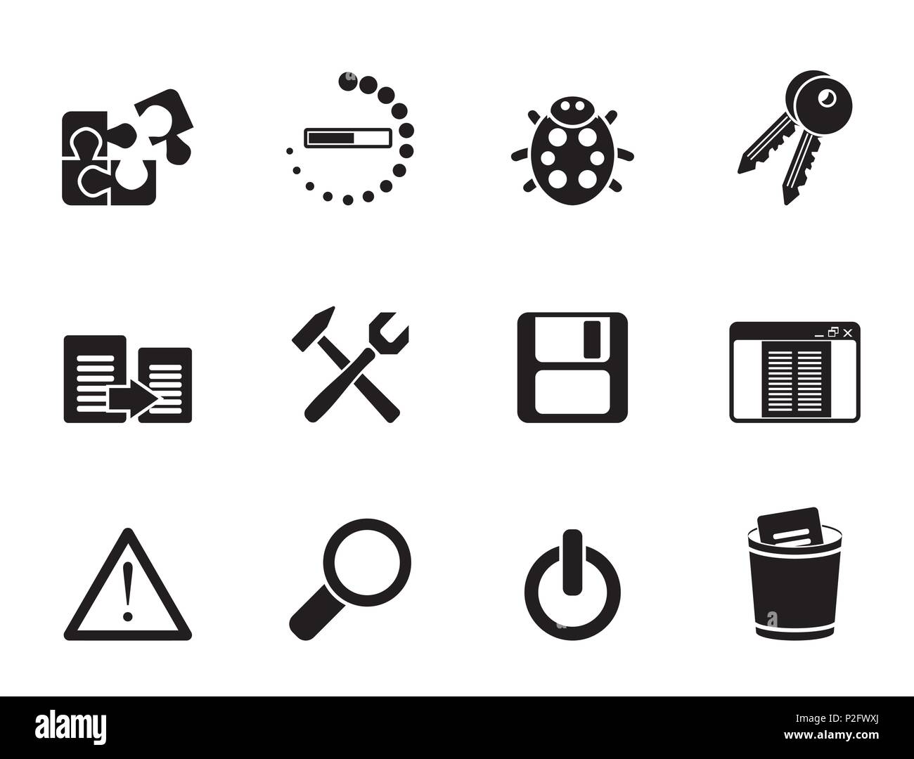 Silhouette developer, programming and application icons - vector icon ...