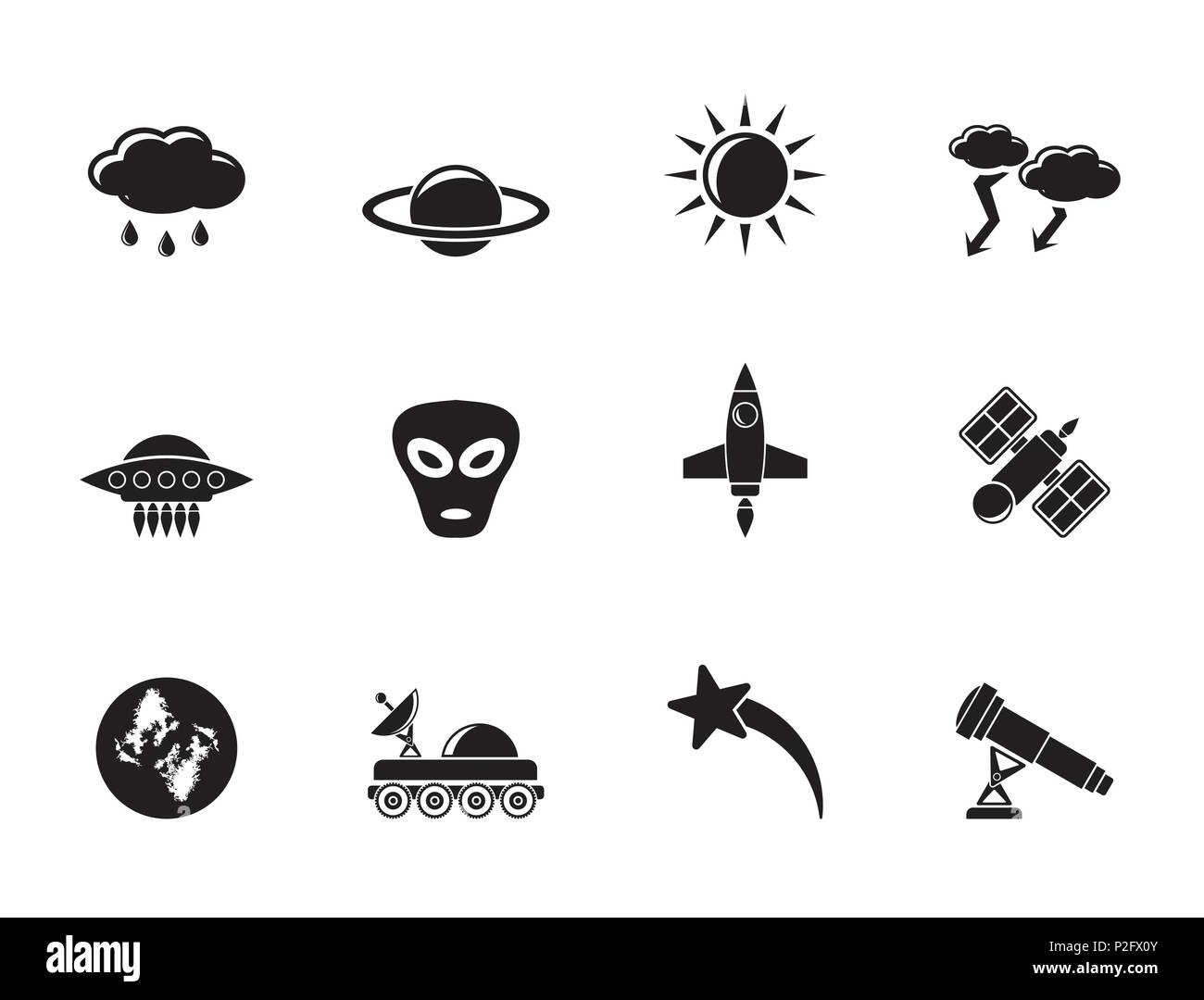 Silhouette Astronautics and Space and universe Icons - Vector Icon Set ...