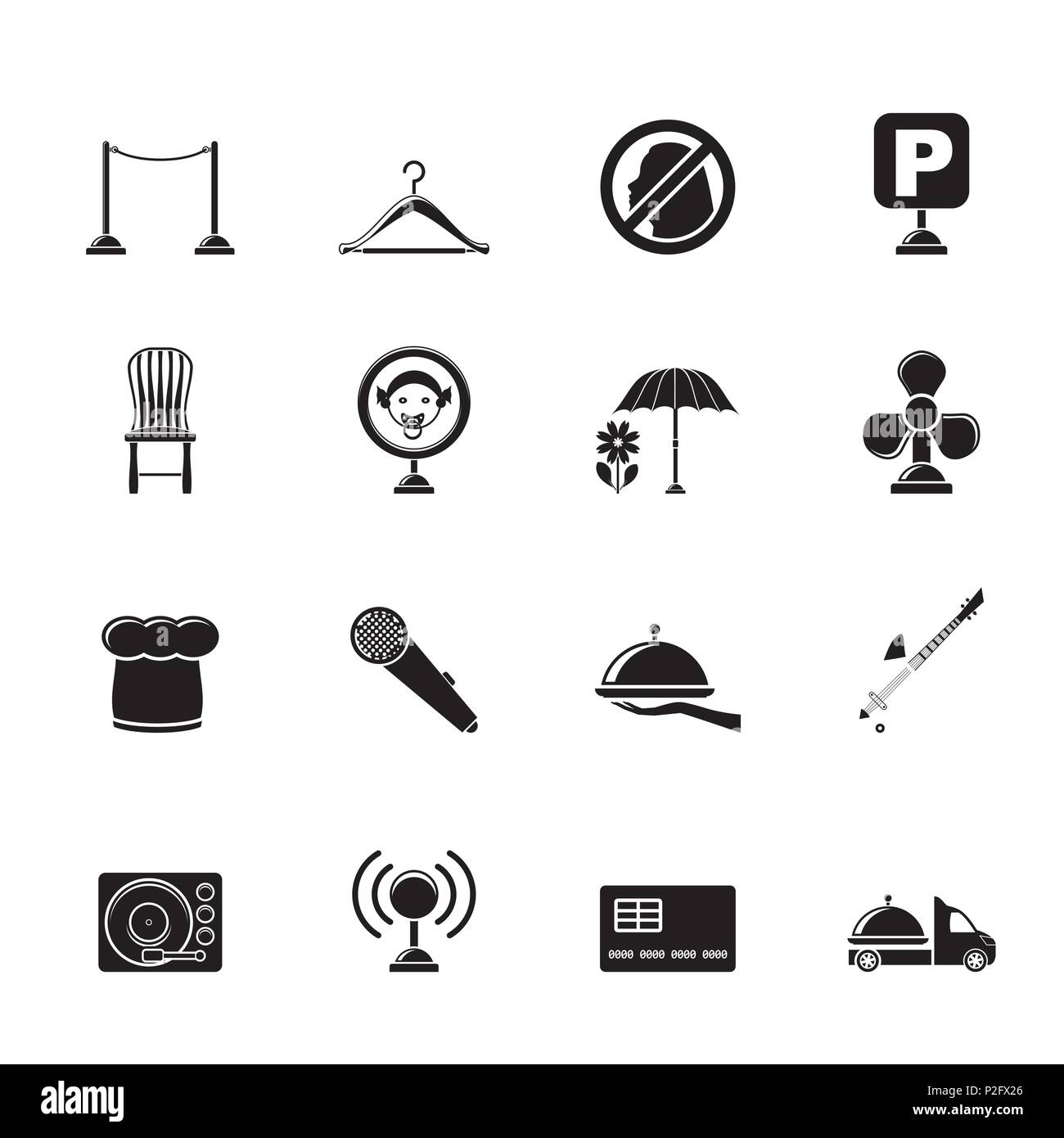 Silhouette restaurant, cafe, bar and night club icons - vector icon set ...