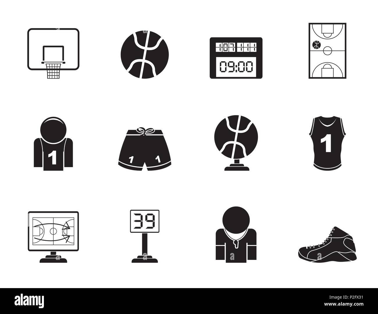 Silhouette Basketball and sport icons - vector Icon Set Stock Vector ...