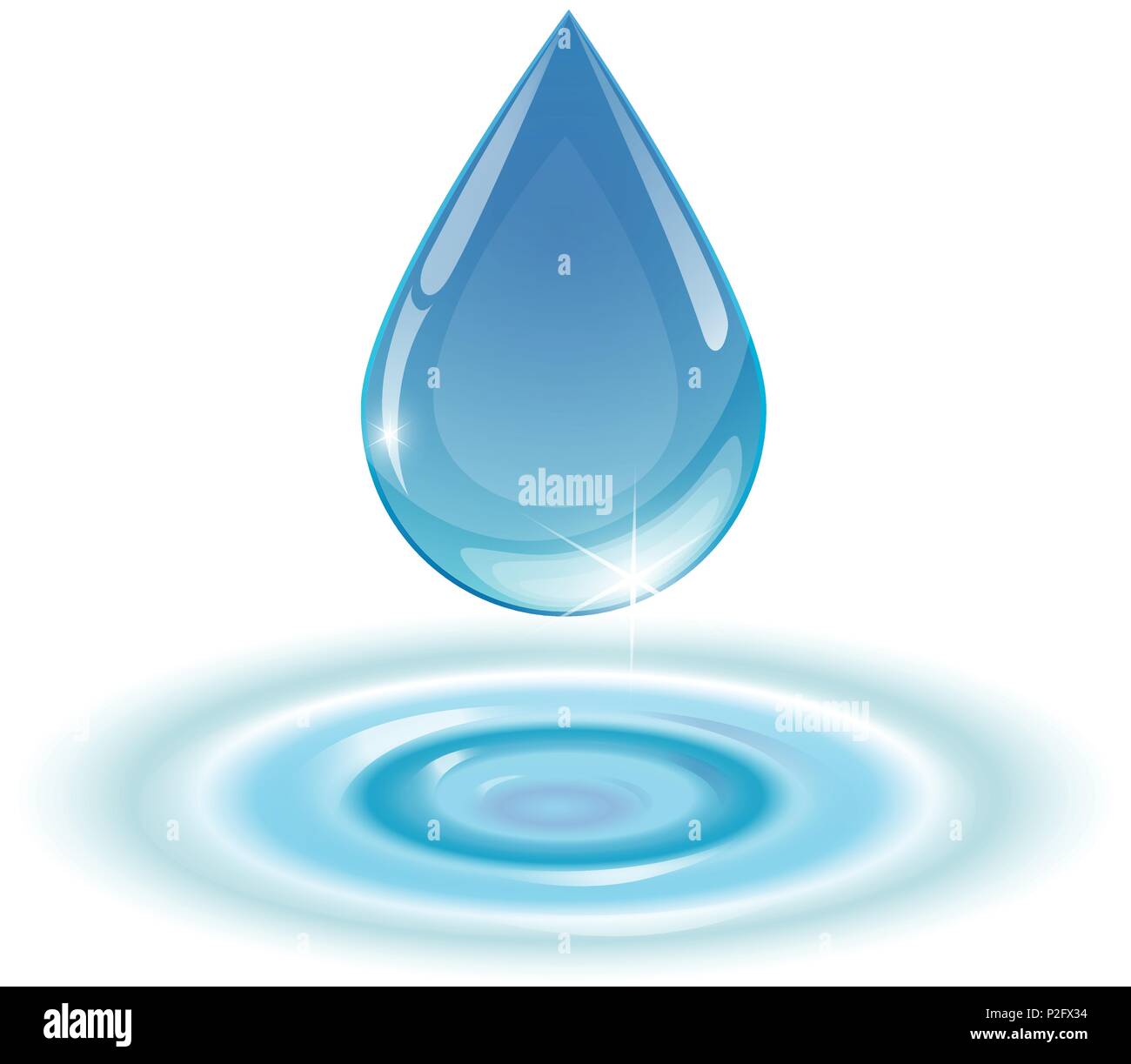 Blue drop towards water on white background Stock Vector Image & Art ...