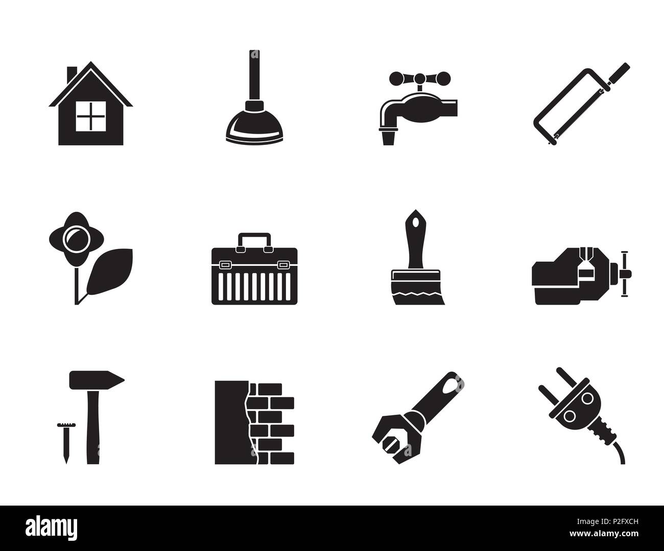Silhouette construction and do it yourself icons - vector icon set ...