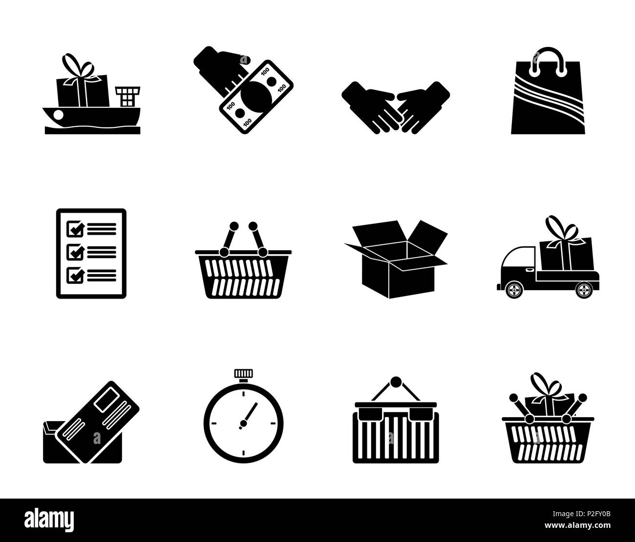 Silhouette Shipping and logistic icons - vector icon set Stock Vector ...