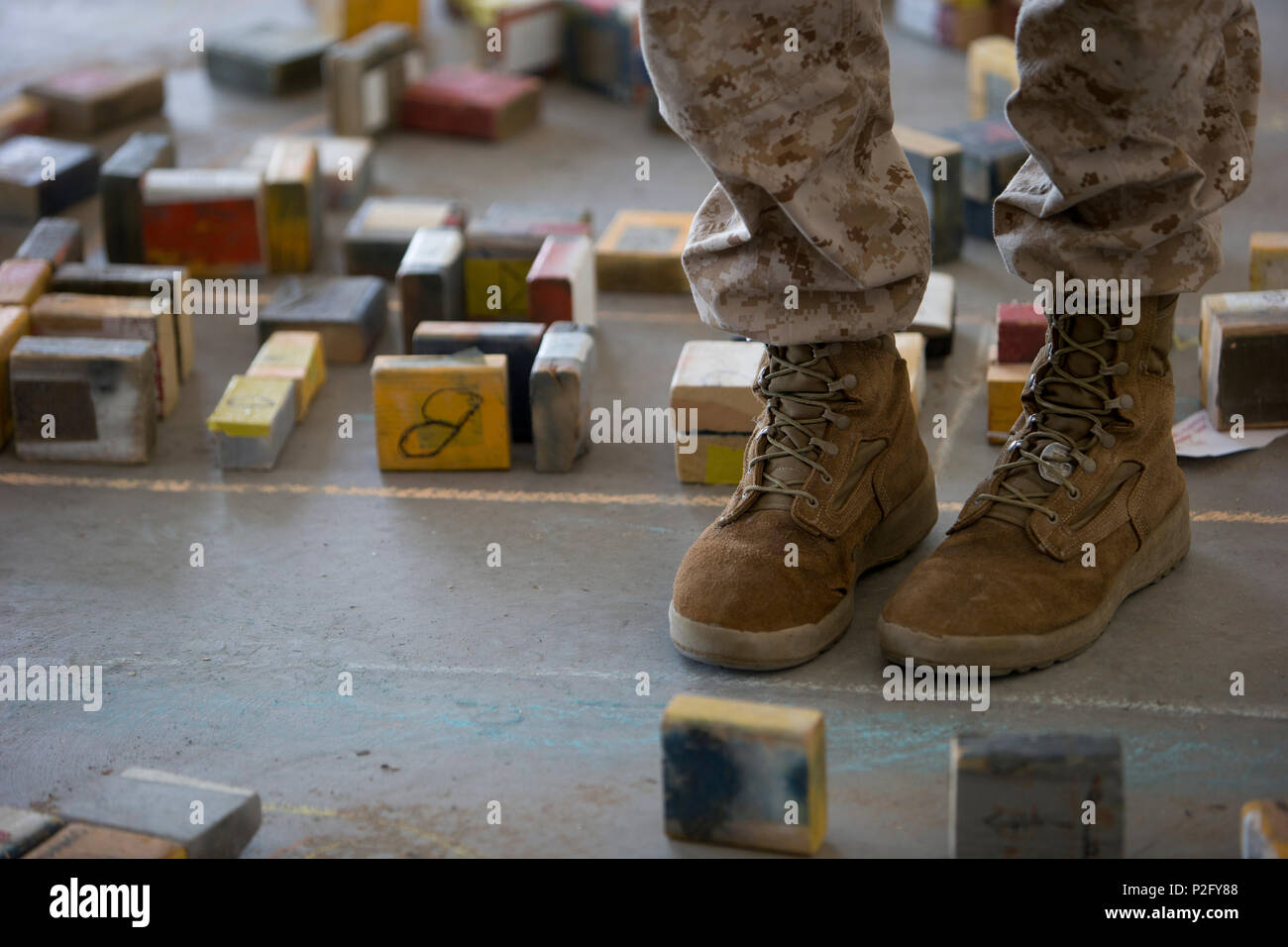 U.S. Marines with infantry officer course (IOC) review plans using a ...