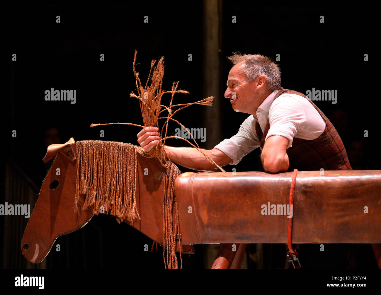 Prague, Czech Republic. 14th June, 2018. Swiss tightrope acrobat David ...
