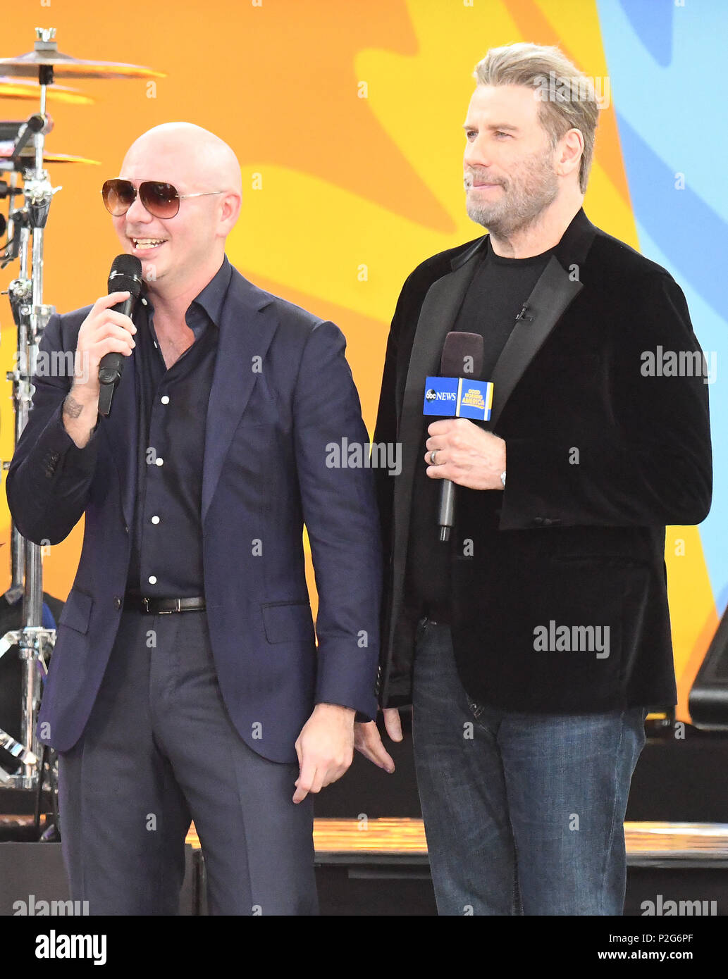 New York, NY, USA. 15th June, 2018. Pitbull and John Travolta are ...
