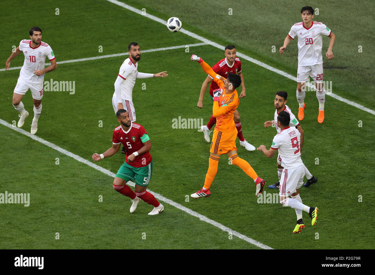 Iran's goalkeeper Alireza Beiranvand makes a save during the FIFA World ...