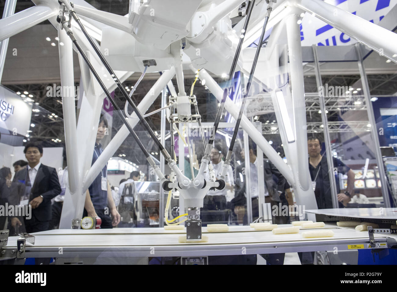 Tokyo, Japan. 15th June, 2018. Food processing machinery on display ...