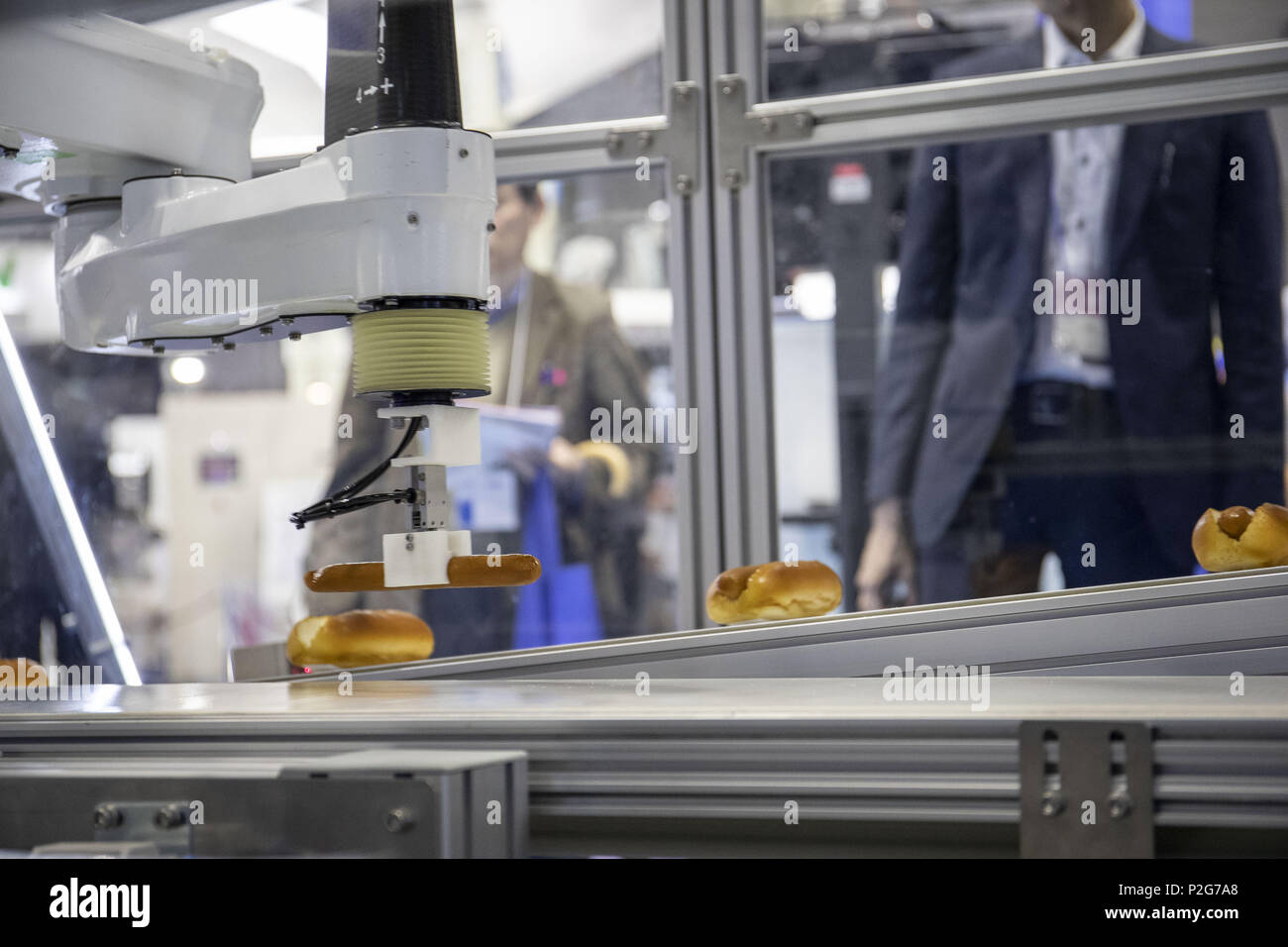 Tokyo, Japan. 15th June, 2018. Food processing machinery on display ...