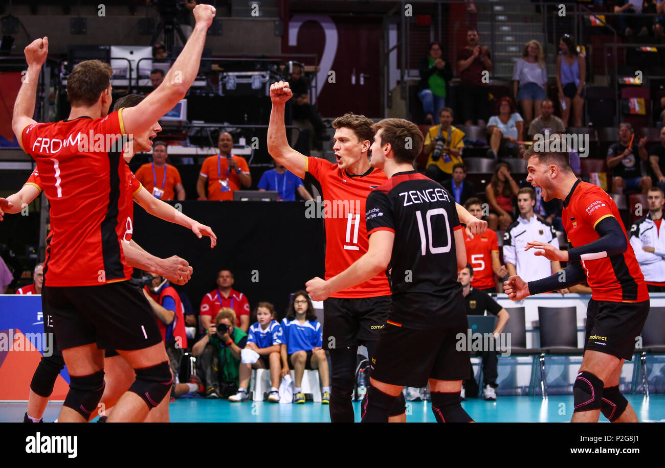 15 June 2018, Germany, Ludwigsburg: Volleyball, men, Nations League ...