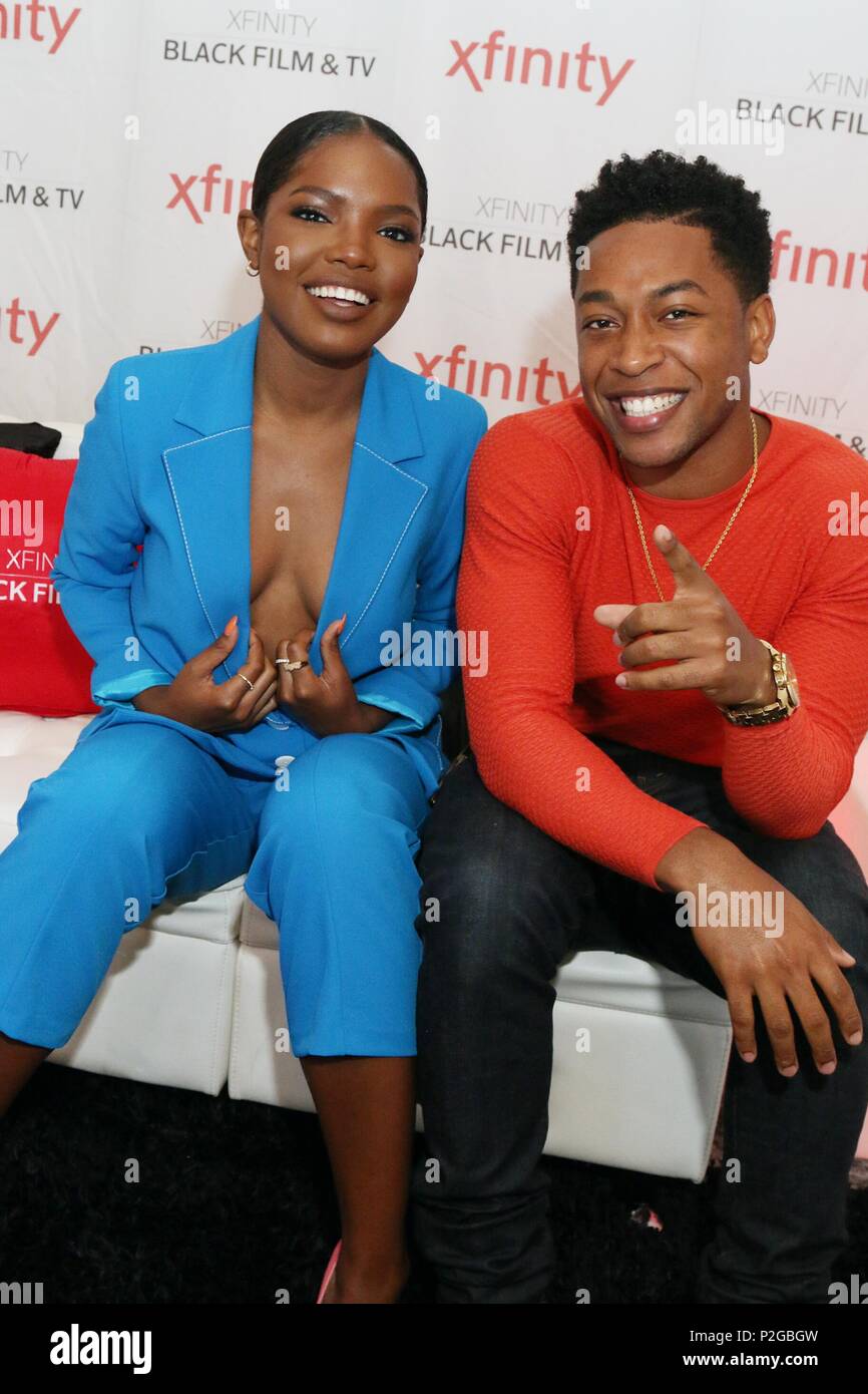 Miami, FL, USA. 15th June, 2018. Ryan Destiny and Jacob Latimore at the ...
