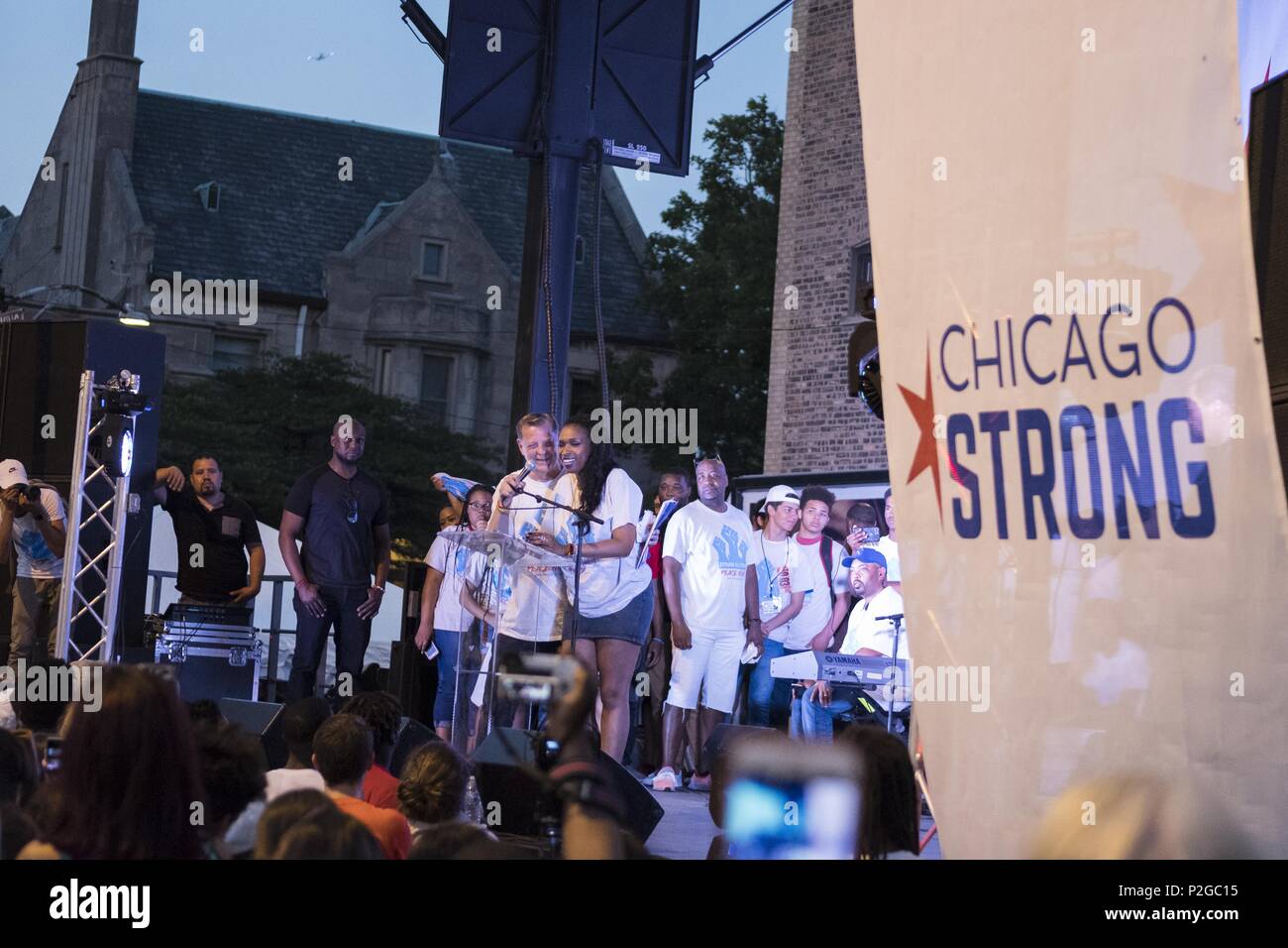 Chicago, Illinois, USA. 15th June, 2018. Jennifer Hudson addresses the ...