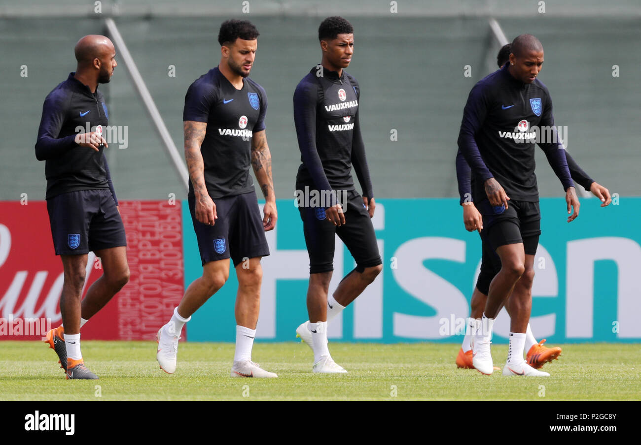 England's (left to right) Fabian Delph, Kyle Walker, Marcus Rashford ...