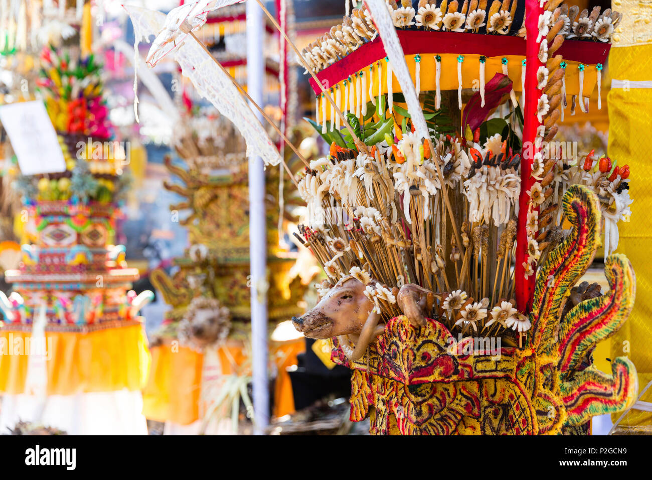 Offerings, Odalan temple festival, Sidemen, Bali, Indonesia Stock Photo ...