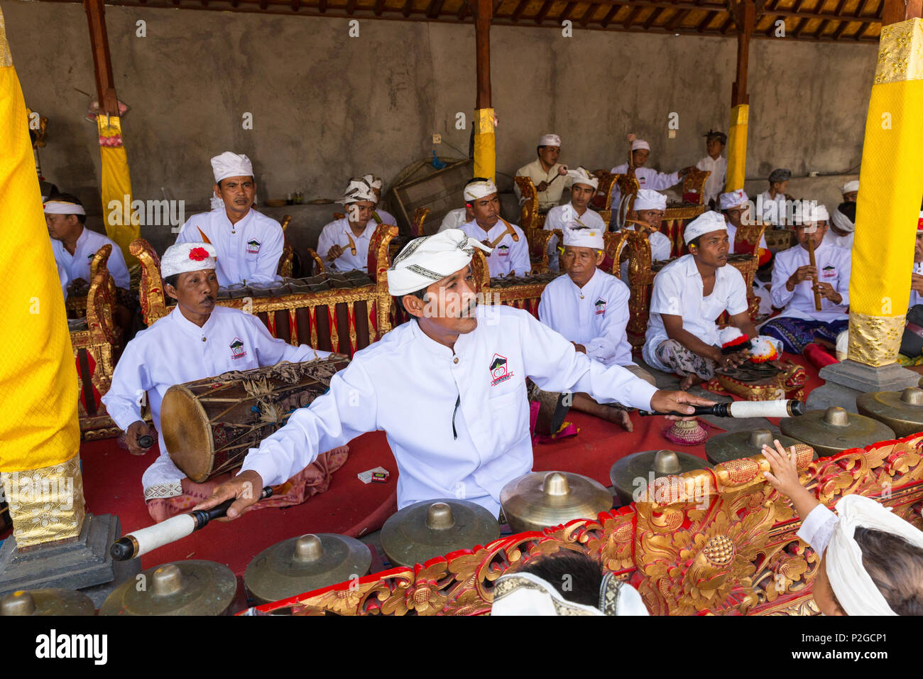 Gamelan ensemble, Odalan temple festival, Sidemen, Bali, Indonesia ...