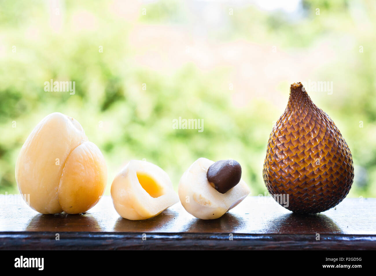 Salak fruit, snake fruit, peeled and open, Sidemen, Bali, Indonesia ...