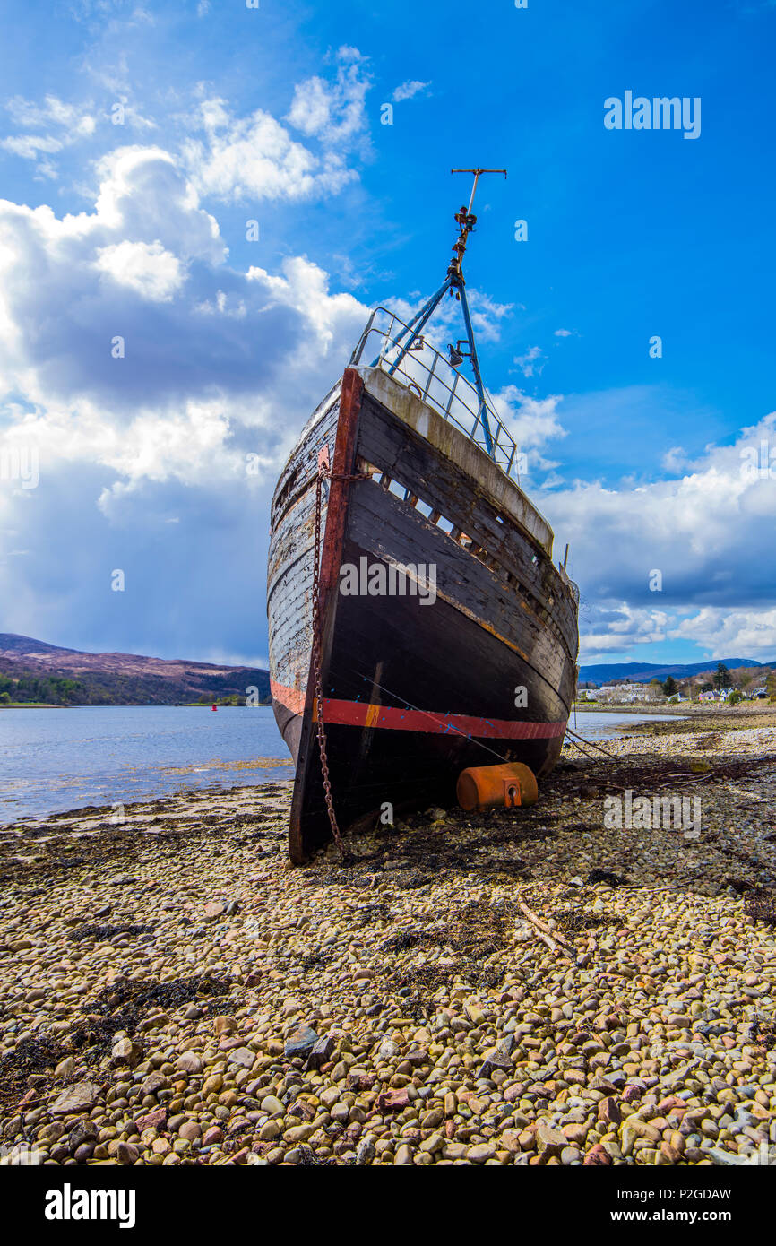 Corpach, Highland, Scotland - April 28th 2018: Wreck of the herring and ...