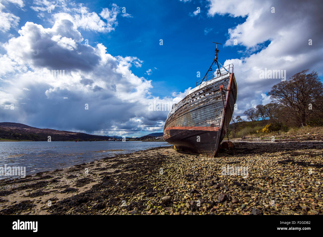 Corpach, Highland, Scotland - April 28th 2018: Wreck of the herring and ...