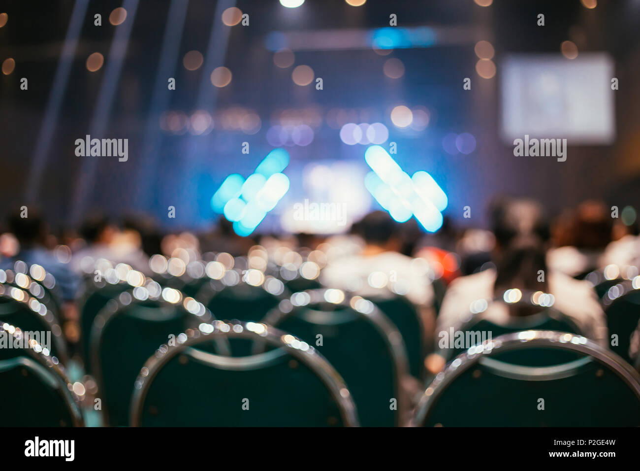 Blurred seminar conference room at international convention center ...