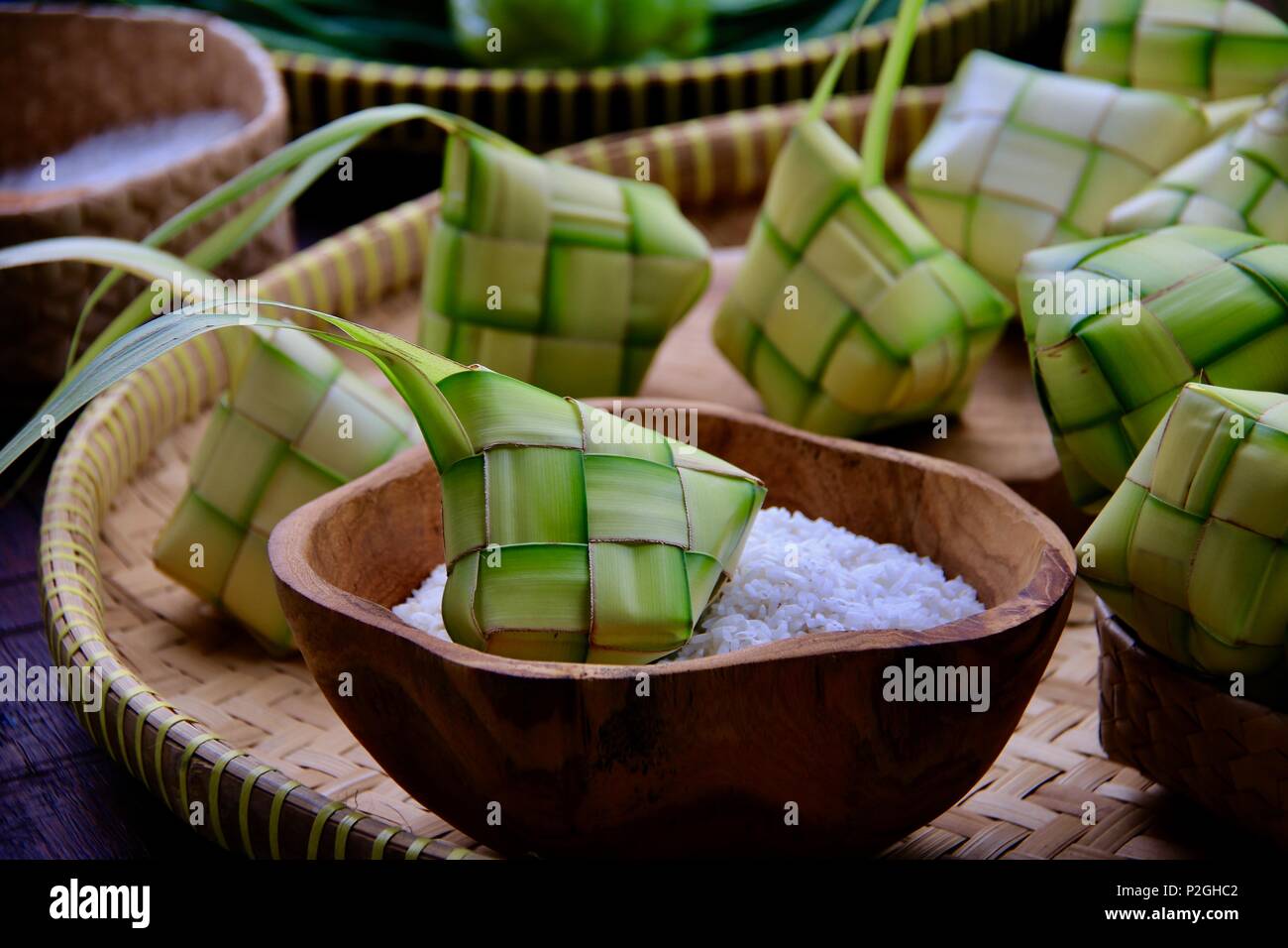 Ketupat, the Indonesian Rice Cake in Diamond Shape Pouch Made from ...