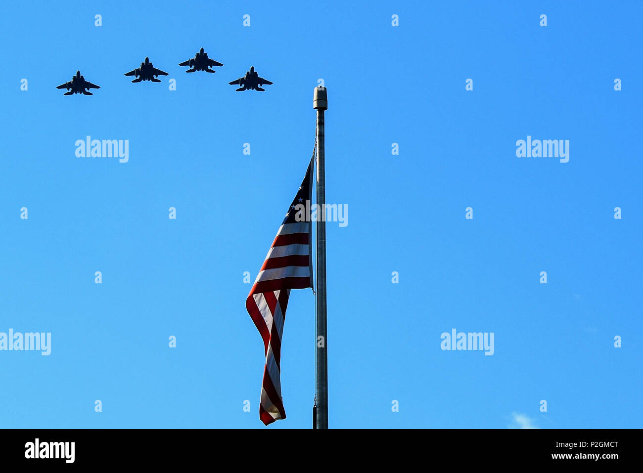 Four F-15E Strike Eagle aircraft from the 334th Fighter Squadron ...