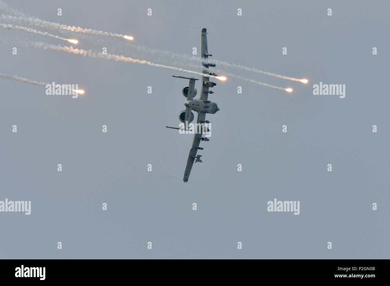 An A-10 Thunderbolt II assigned to the 25th Fighter Squadron shoots a ...