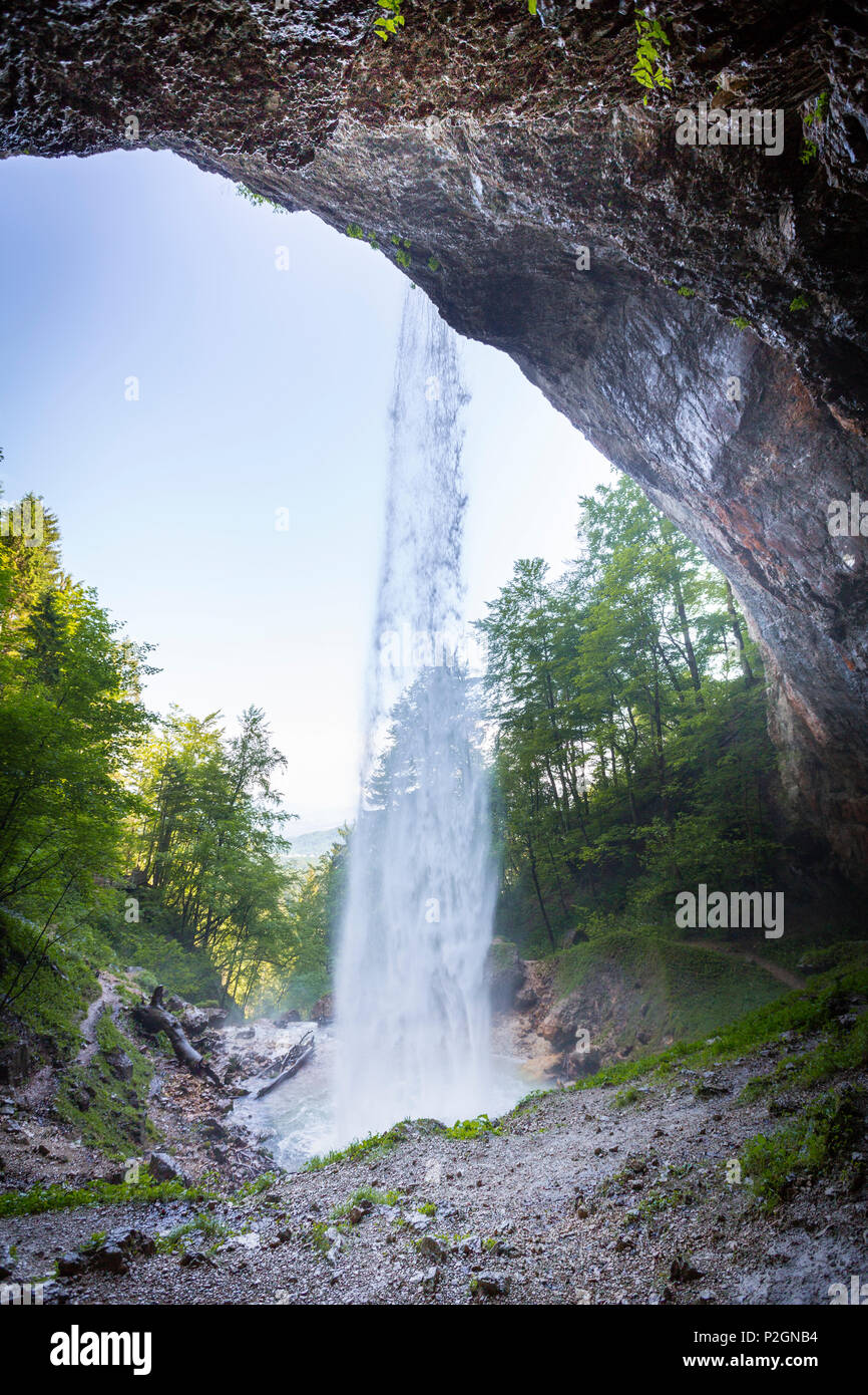 giant big waterfall called Wildensteiner waterfall in austria Stock ...