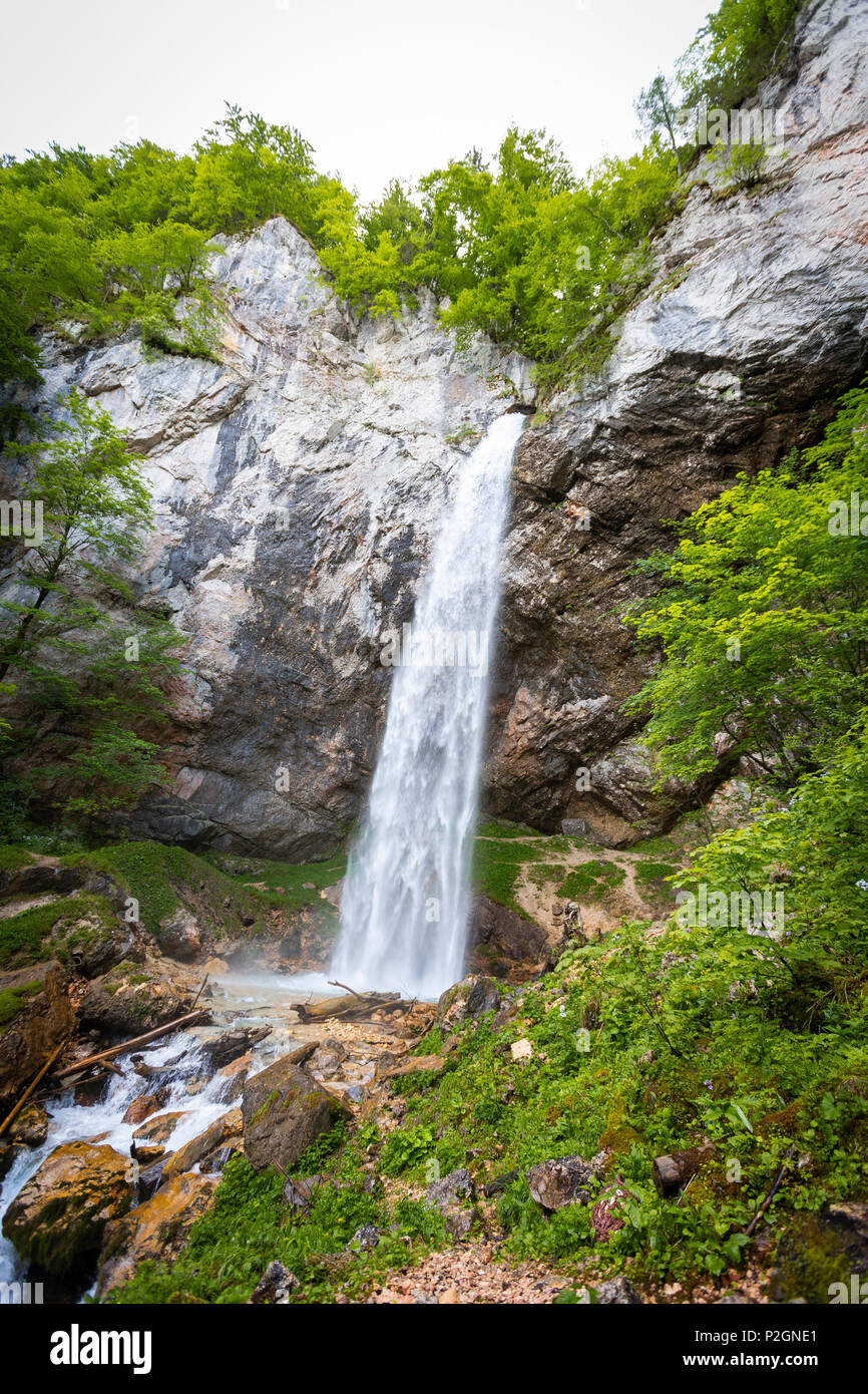 giant big waterfall called Wildensteiner waterfall in austria Stock ...