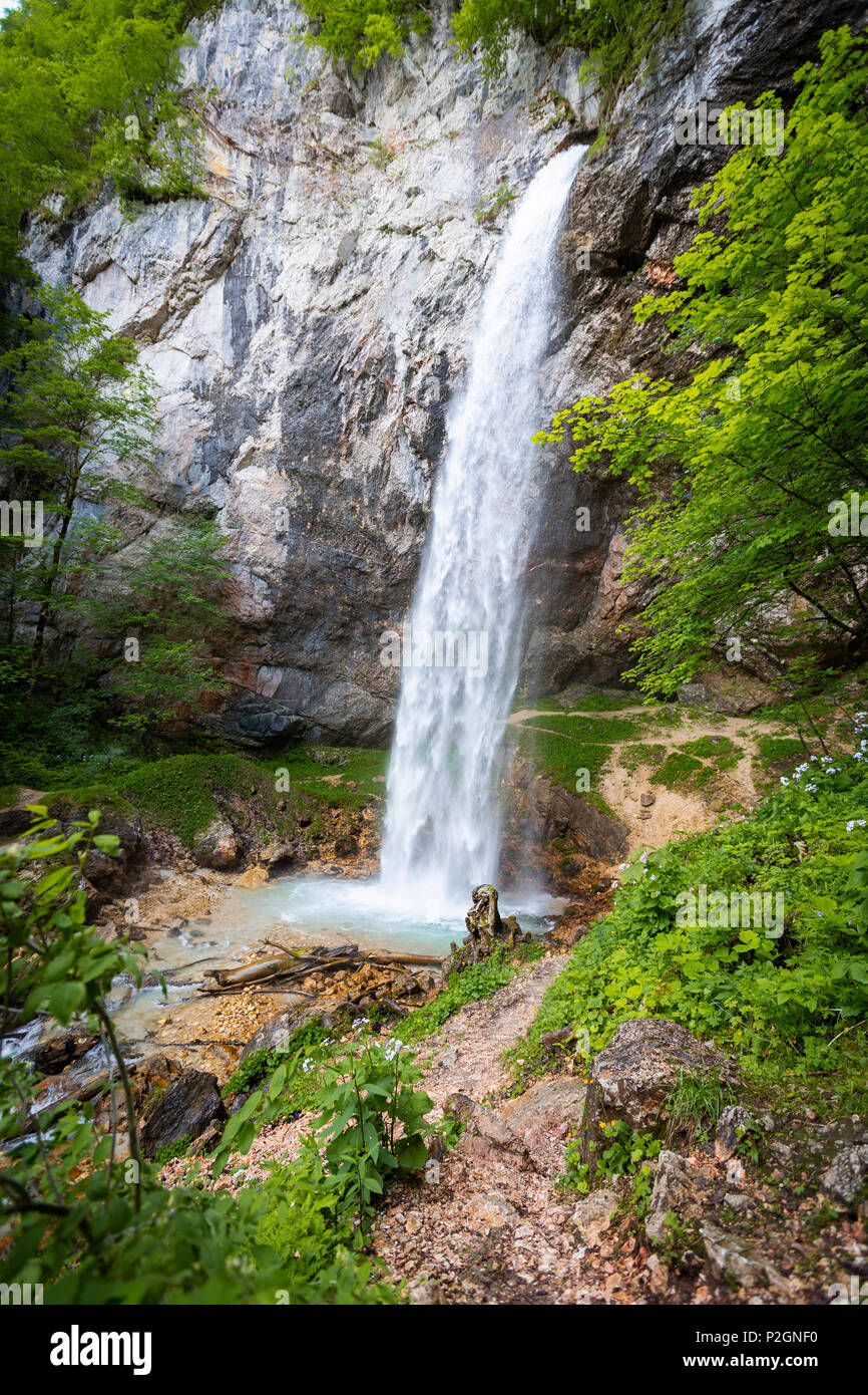 giant big waterfall called Wildensteiner waterfall in austria Stock ...