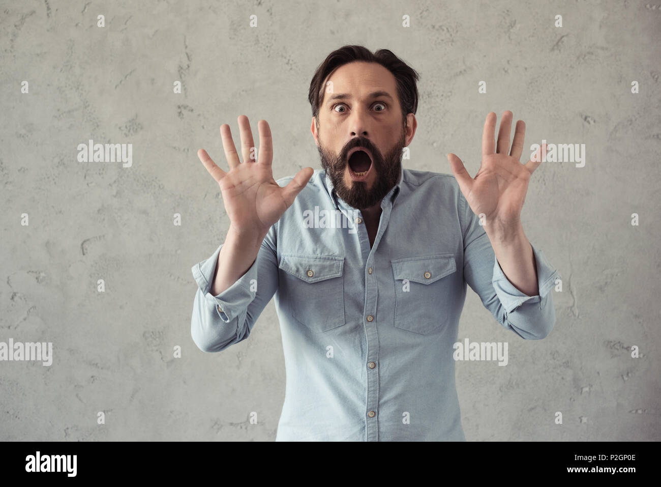 Portrait surprised middle aged man beard hi-res stock photography and ...